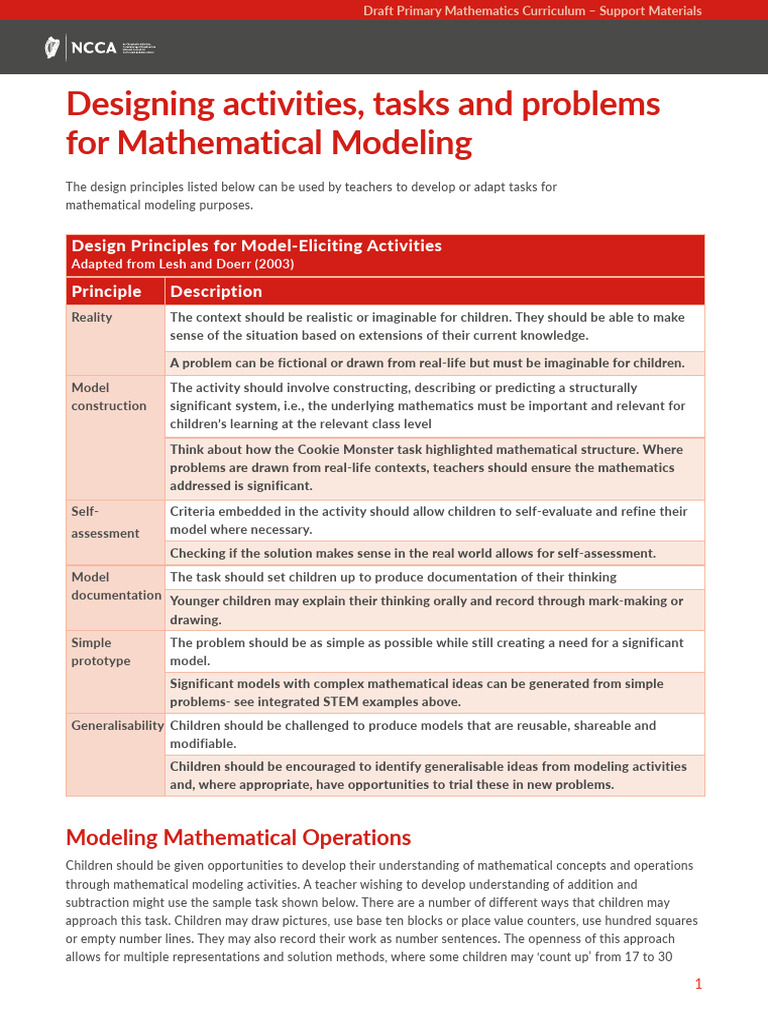 Designing Activities, Tasks and Problems For Mathematical Modeling | PDF