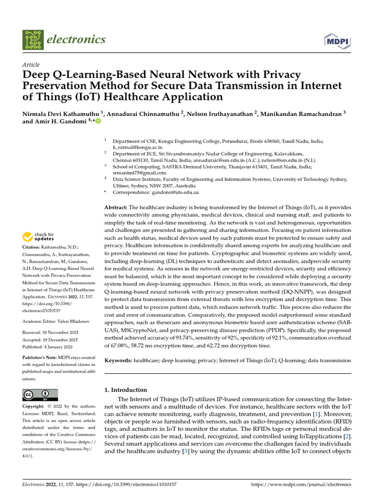 Deep Q Learning Based Neural Network With Privacy Pdf Internet Of Things Deep Learning 