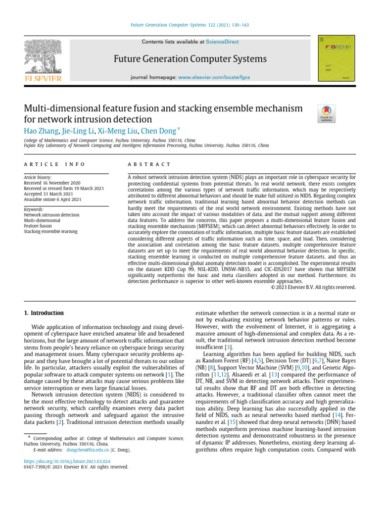 Multi-Dimensional Feature Fusion and Stacking Ensemble Mechanism | PDF | Machine Learning | Deep ...