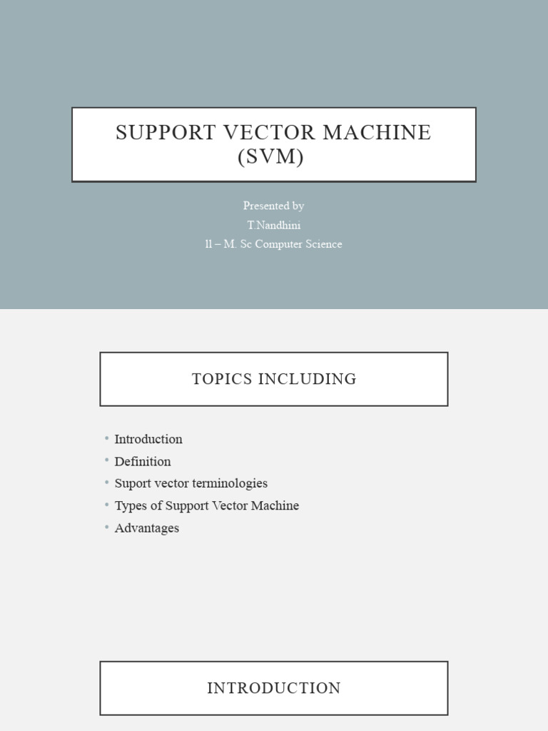 Support Vector Machine (SVM) : Presented by T.Nandhini LL - M. SC Computer Science | PDF