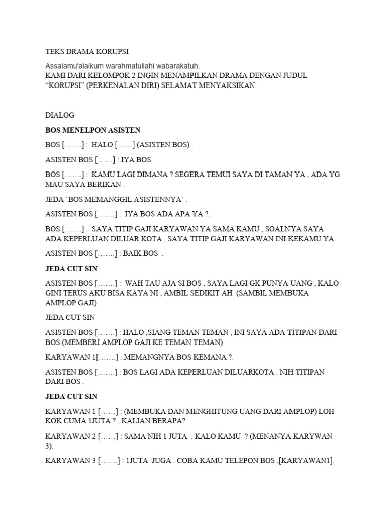 TEKS DRAMA KORUPSI | PDF