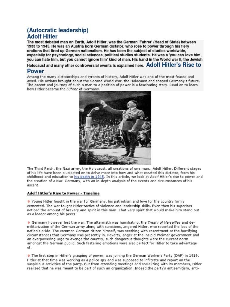 Adolf Hitler's Rise to Power Explained | PDF | Joseph Stalin | Nazi Party