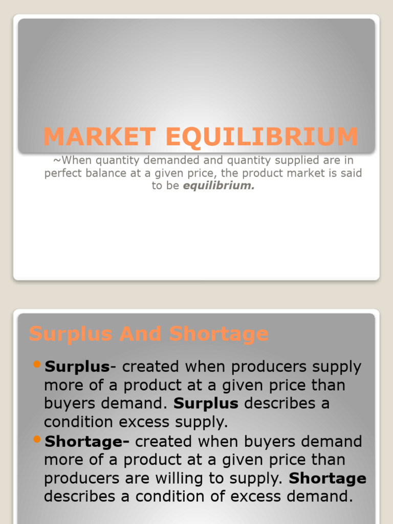 Market Equilibrium & Comparative Statics | PDF