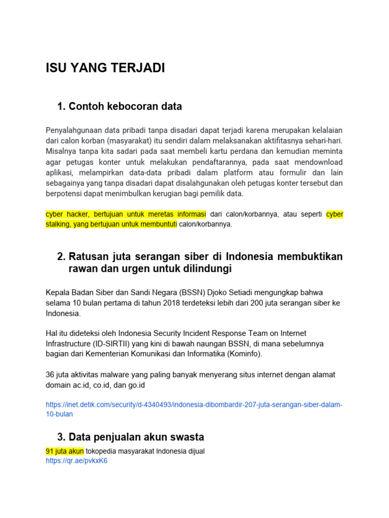 Isu Isu Yang Terjadi | PDF