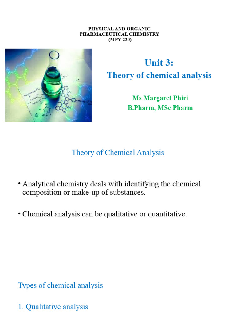 Unit 3 Theory of Chemical Analysis | PDF