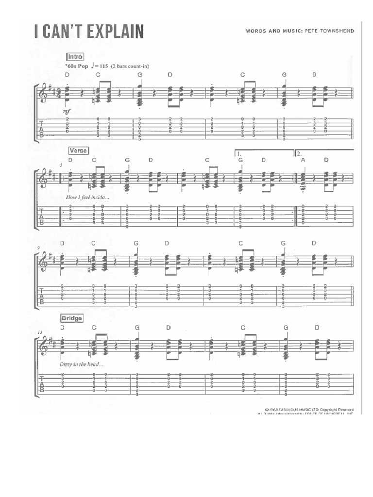 THE WHO Cant Explain Guitar Tab | PDF