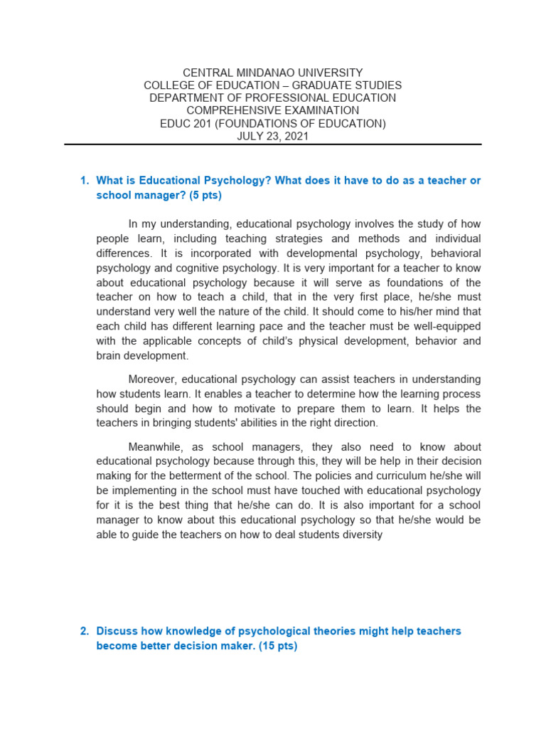 Educ 201 Foundations of Education | PDF