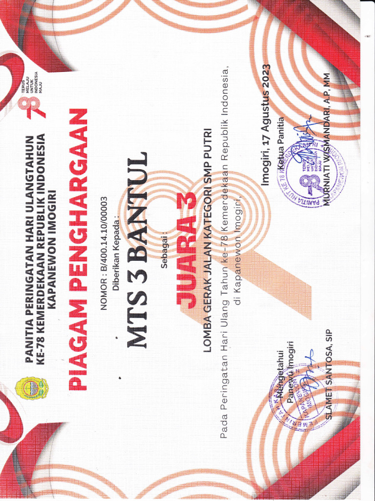 Piagam Lomba 17an Kecamatan | PDF