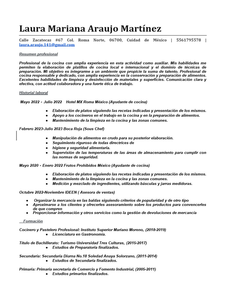 Laura Mariana Araujo Martínez CV 2 | PDF