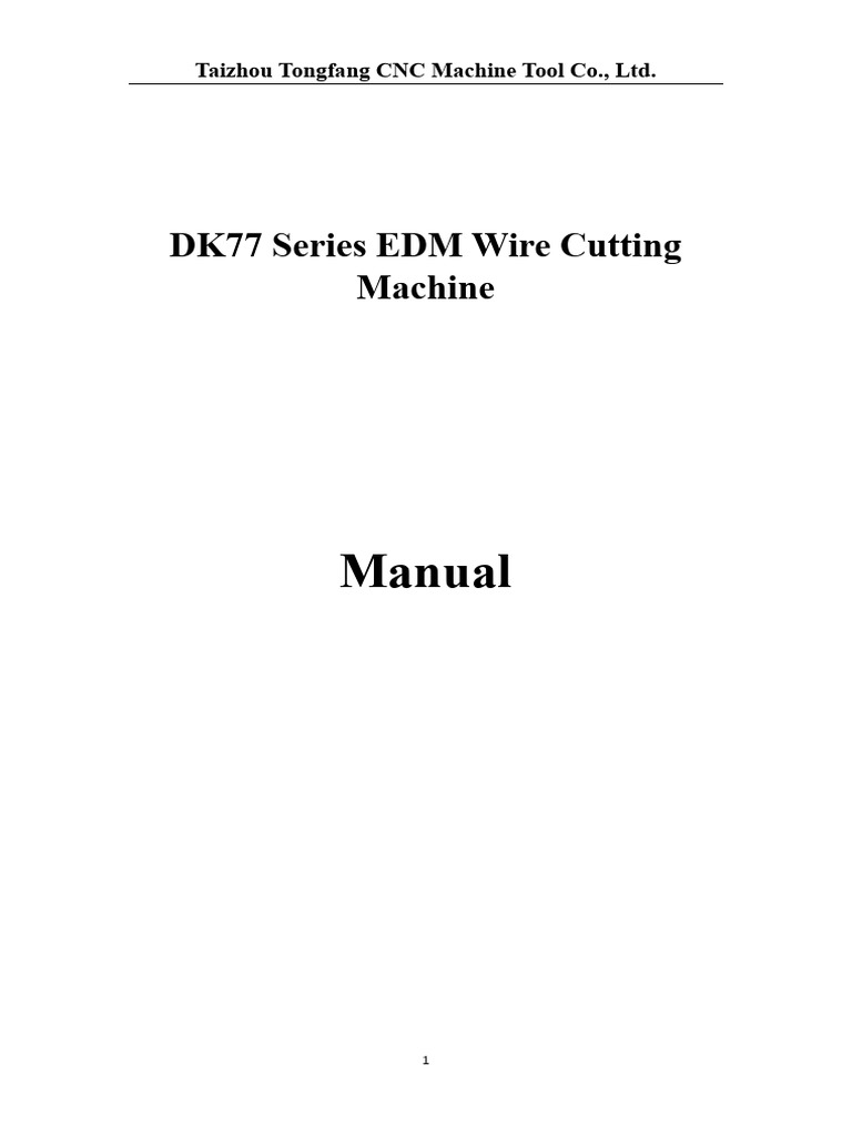 DK77 Series EDM Wire Cutting Machine Manual | PDF