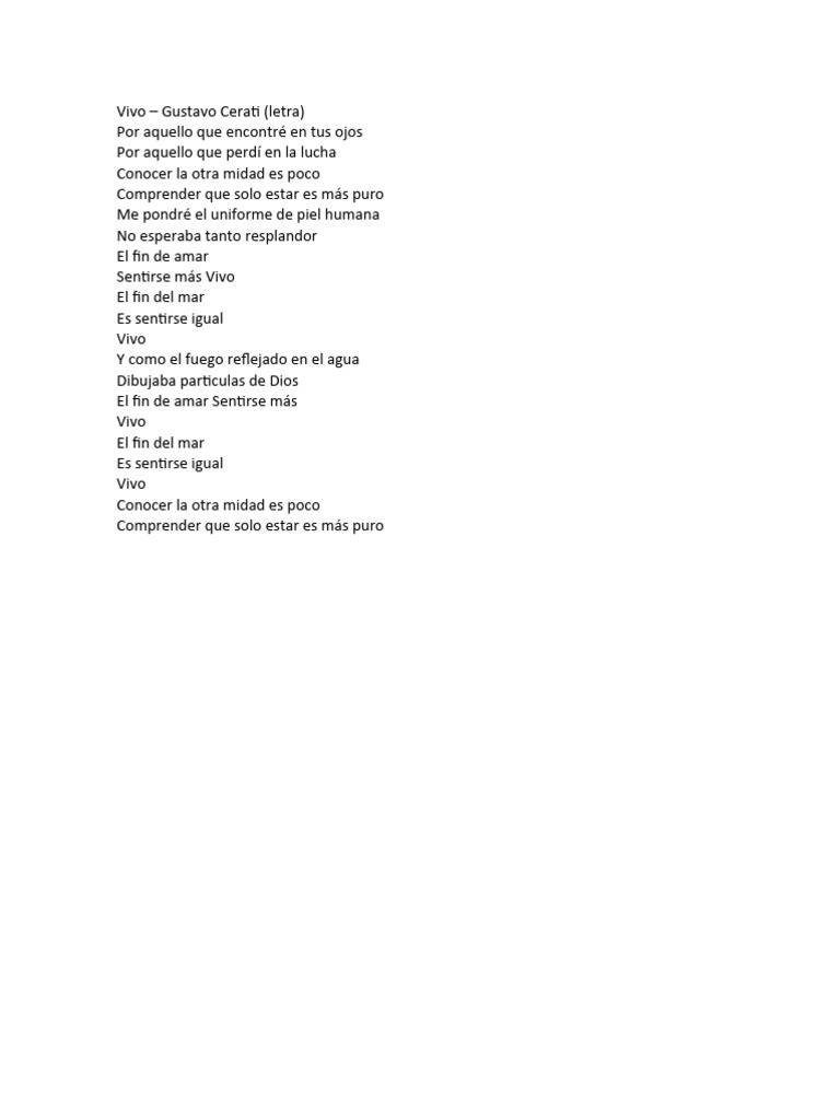 Letra de "Vivo" de Gustavo Cerati | PDF