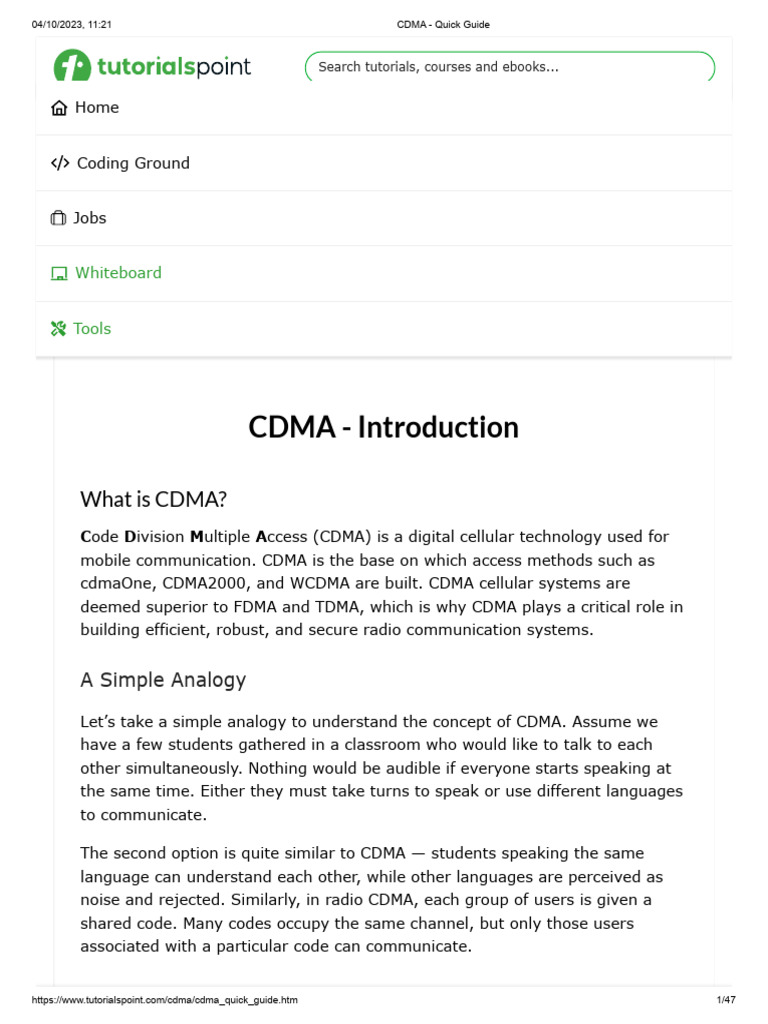 CDMA - Quick Guide | PDF | Channel Access Method | Duplex (Telecommunications)