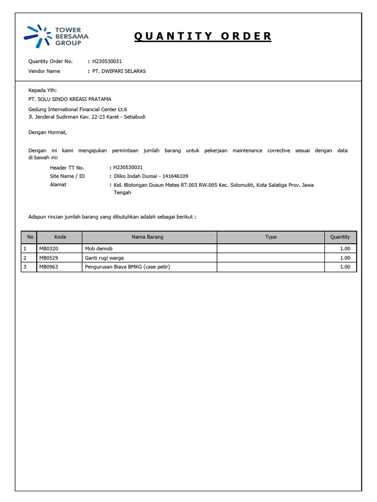 Permintaan Barang Maintenance Corrective | PDF