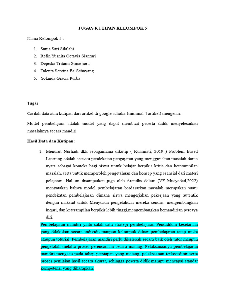 Tugas Kutipan Kelompok 5 | PDF