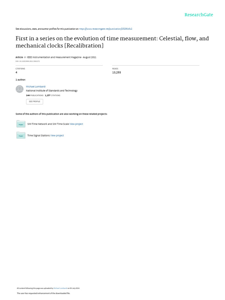 The Evolution of Time Measurement Part 1 Celestial, Flow, and ...