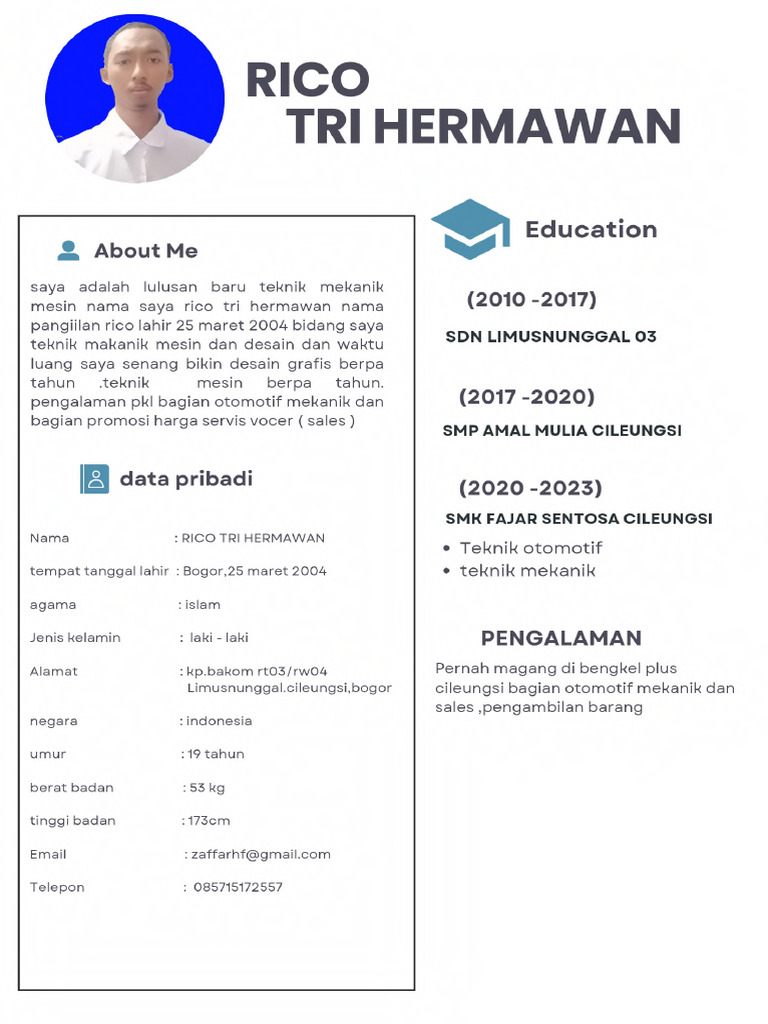 RICO, CV - Ijazah .Trankip Nilai - Compressed | PDF