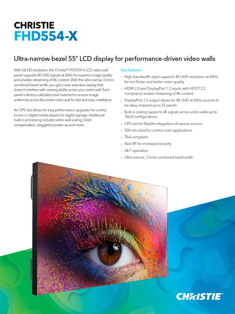 Christie fhd554 X Ultra Series Datasheet | PDF | Video | Hdmi