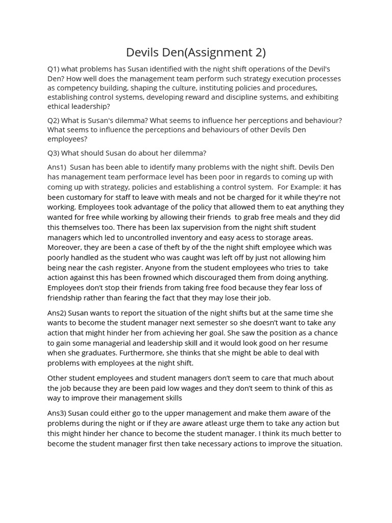 Devils Den (Assignment 2) | PDF