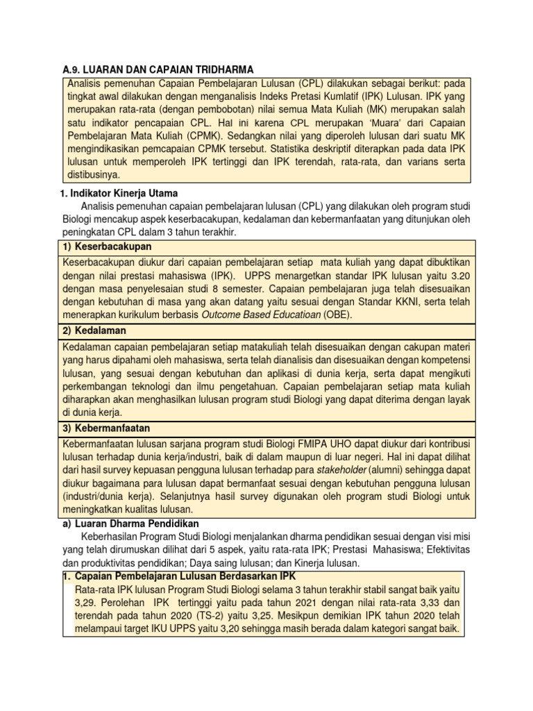 A.9. Luaran Dan Capaian Tridharma | PDF