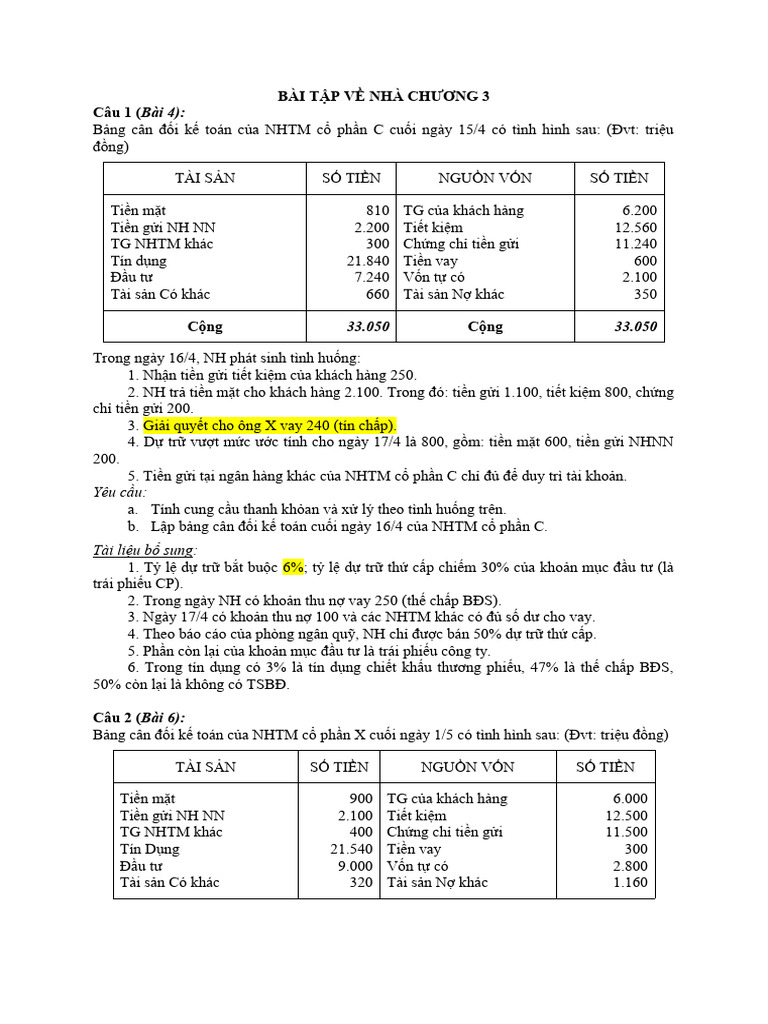 C3. Bai Tap Ve Nha | PDF