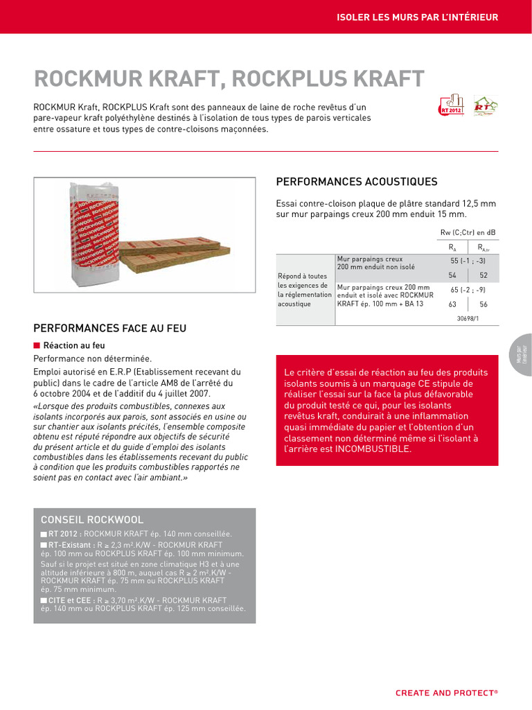 Rockwool FP Rockmur Kraft | PDF | Bois (matériau de construction) | Mur