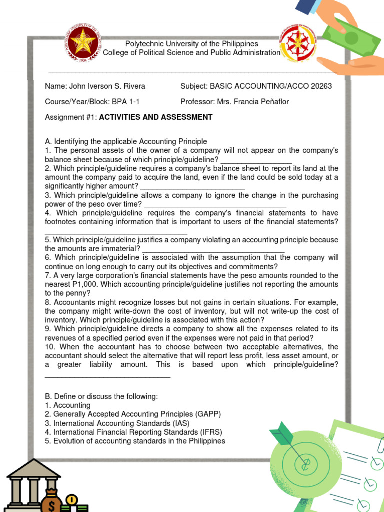 Basic Accounting Assignment 1 | PDF