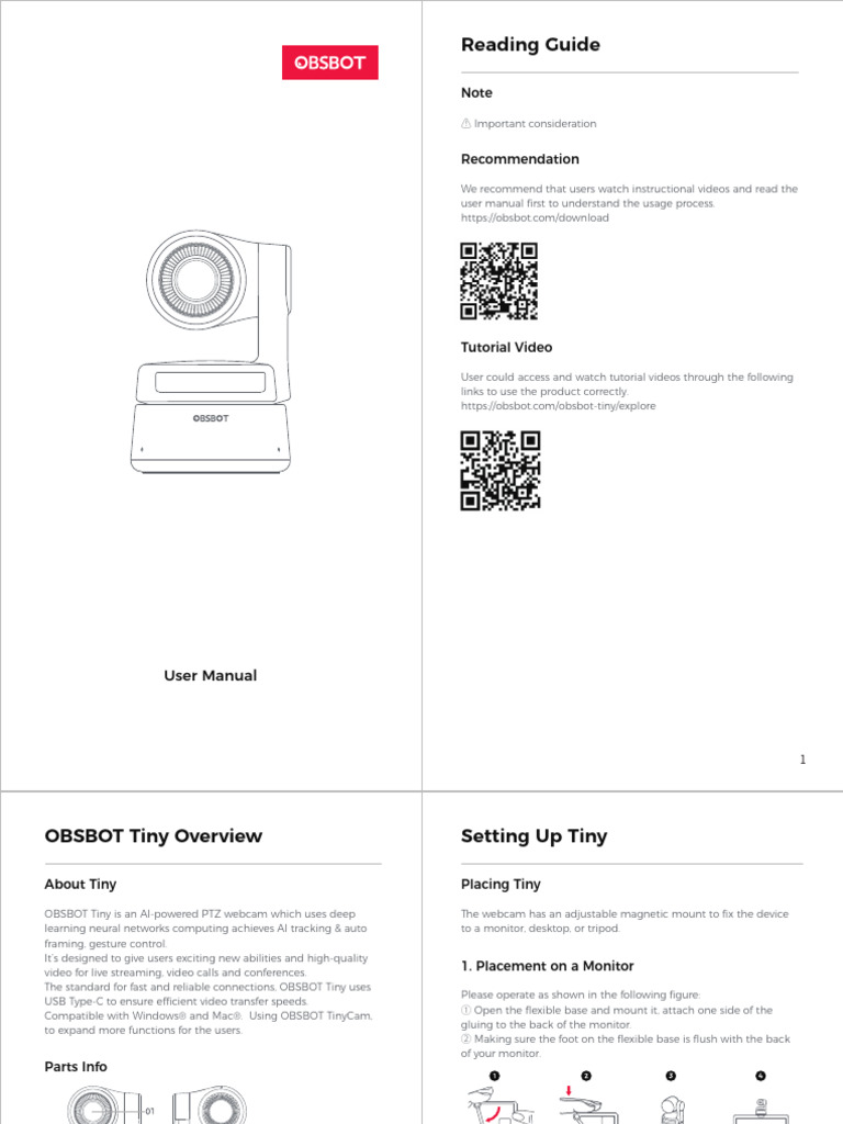 OBSBOT Tiny User Manual | PDF