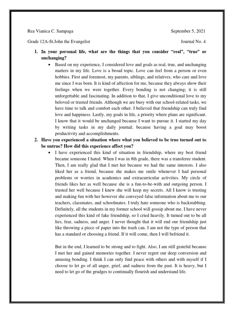 in Your Personal Life, What Are The Things That You Consider "Real ...