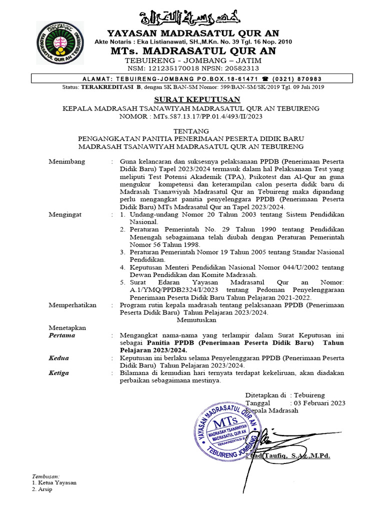 Surat Keputusan Panitia | PDF