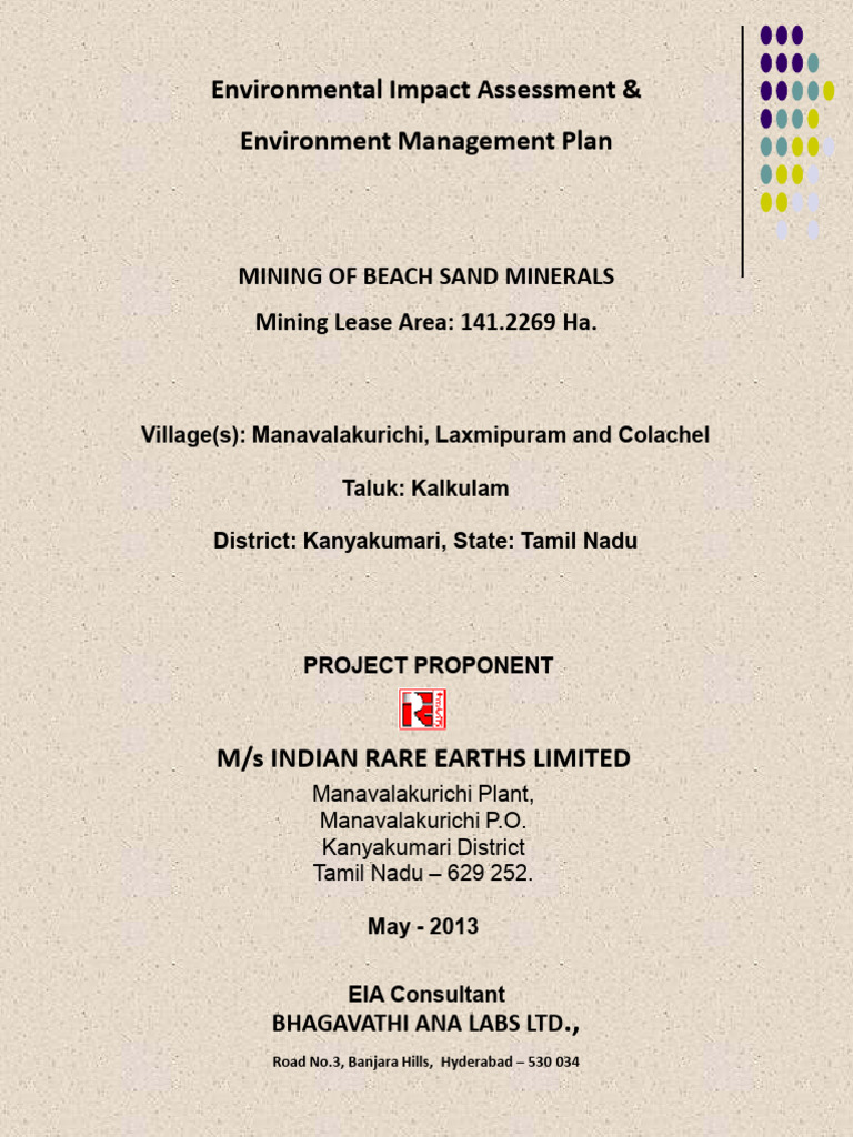 EIA for Manavalakurichi Sand Mining | PDF