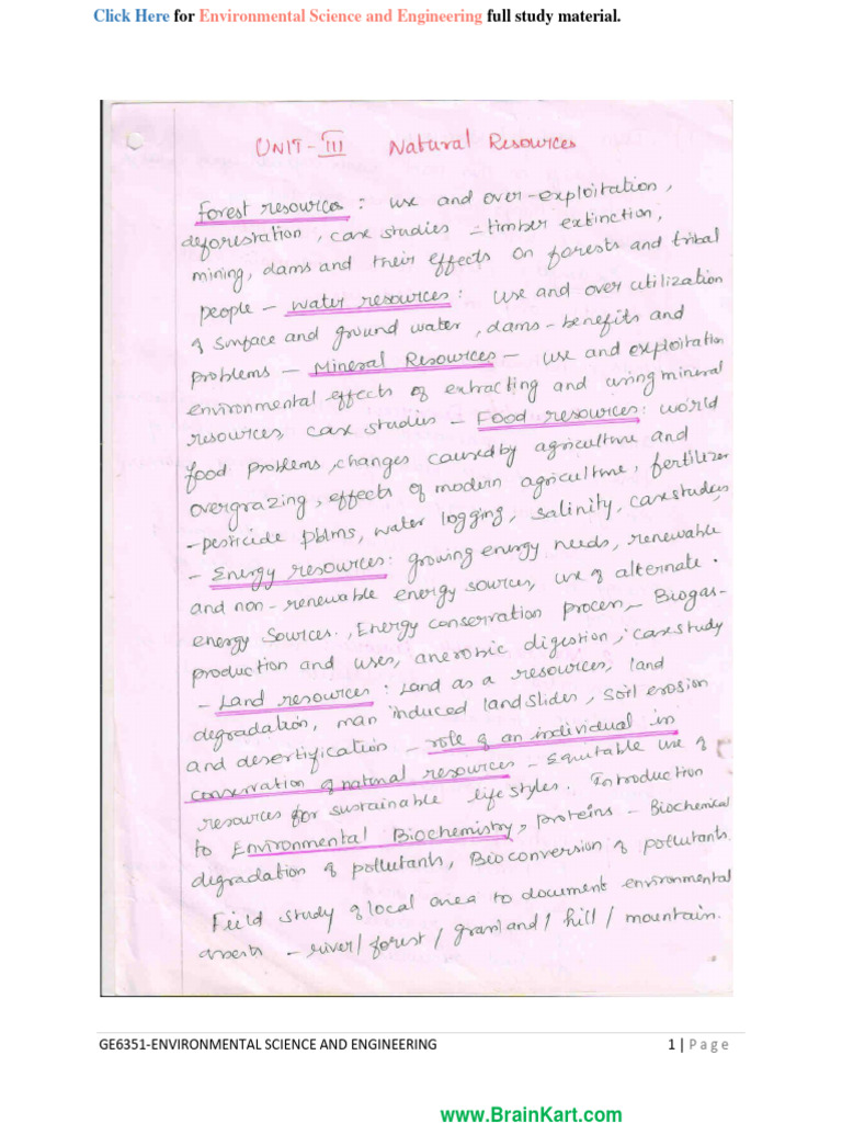 121 - GE8291, GE6351 Environmental Science and Engineering - Notes 4 | PDF