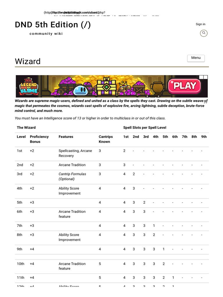 Wizard - DND 5th Edition | PDF