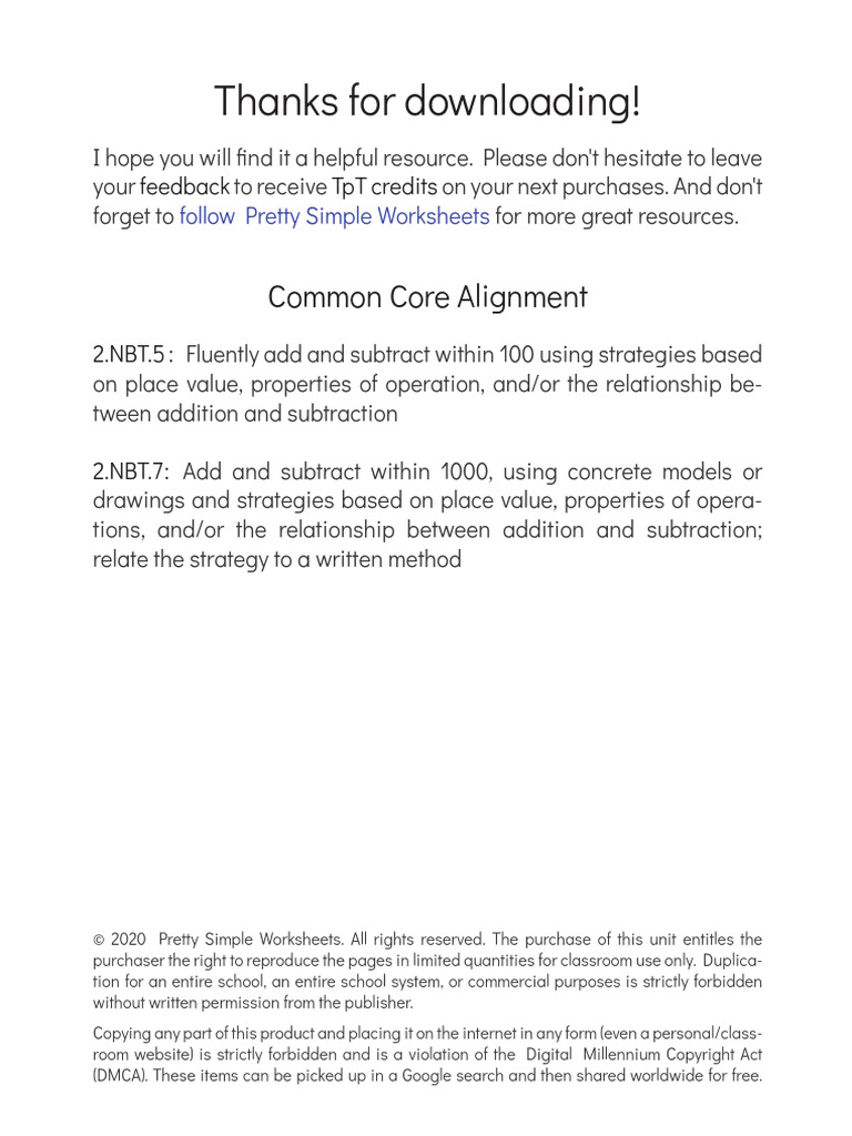 Thanks For Downloading!: Common Core Alignment | PDF