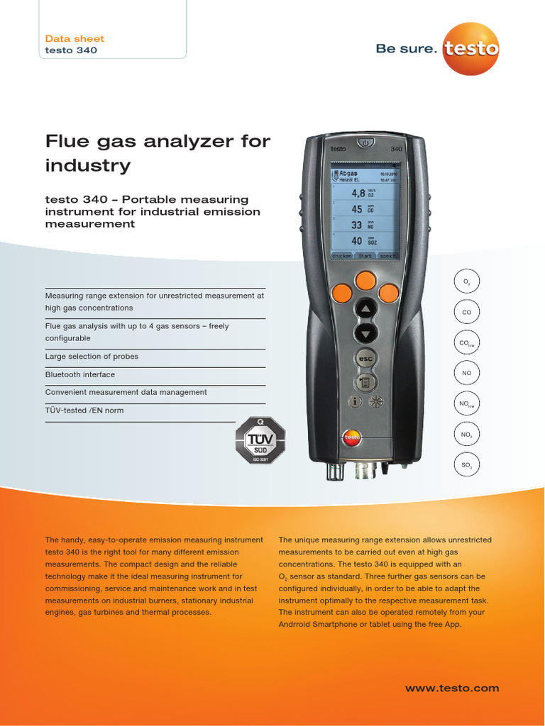 Testo 340 Data Sheet | PDF