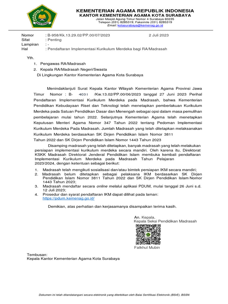 Pendaftaran Implementasi Kurikulum Merdeka | PDF Pendaftaran Implementasi Kurikulum Merdeka | PDF