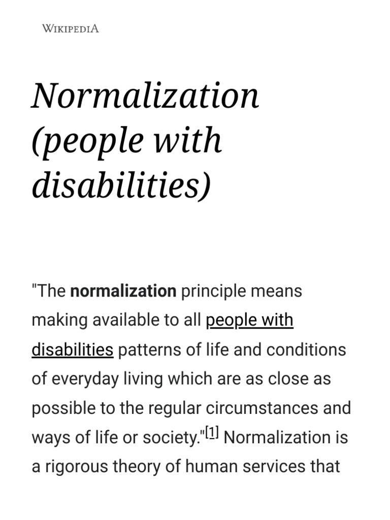 Normalization (People With Disabilities) - Wikipedia | PDF