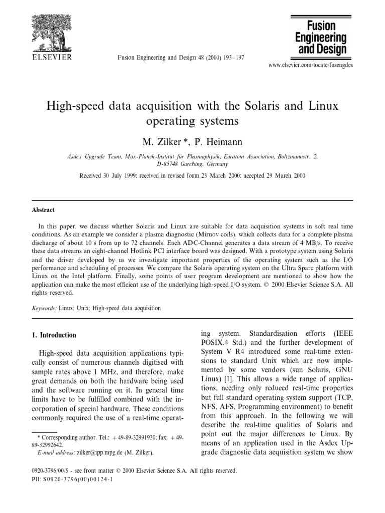 High-Speed Data Acquisition With The Solaris and Linux | PDF | Science ...