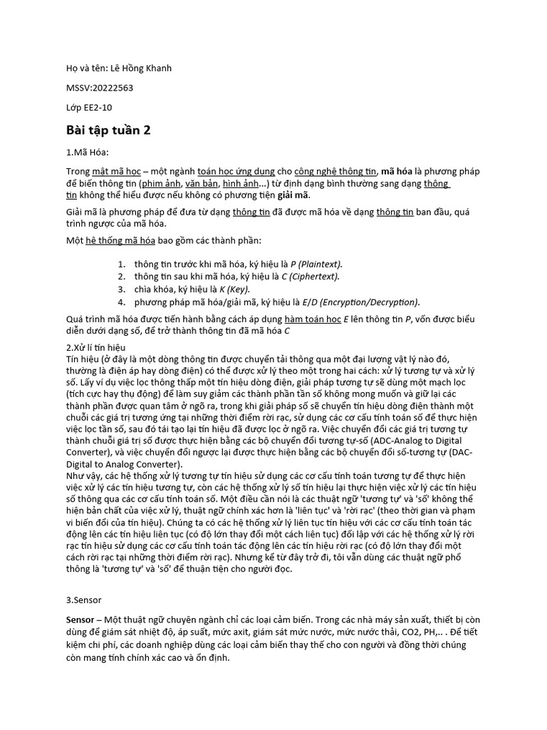 bài tập tuần 2. thdc | PDF