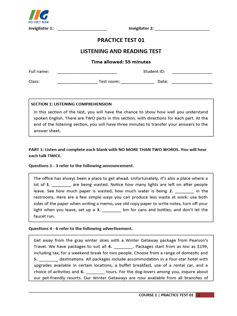 C1 - Midterm - Practice Test 01 | PDF