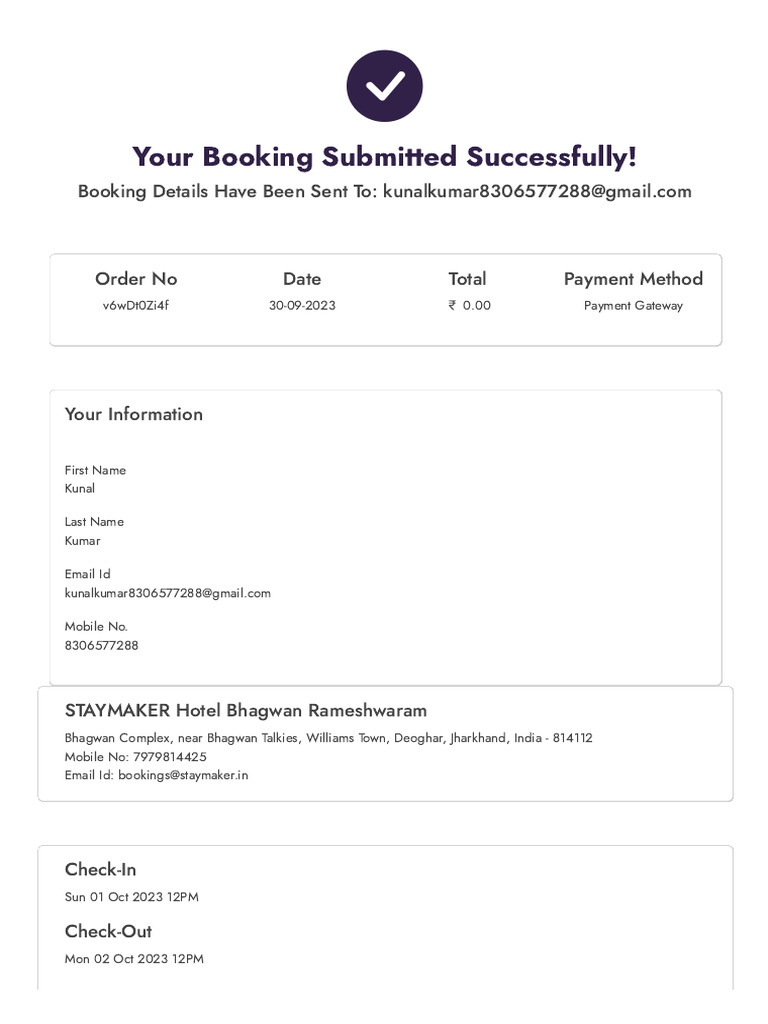 Booking Success | PDF