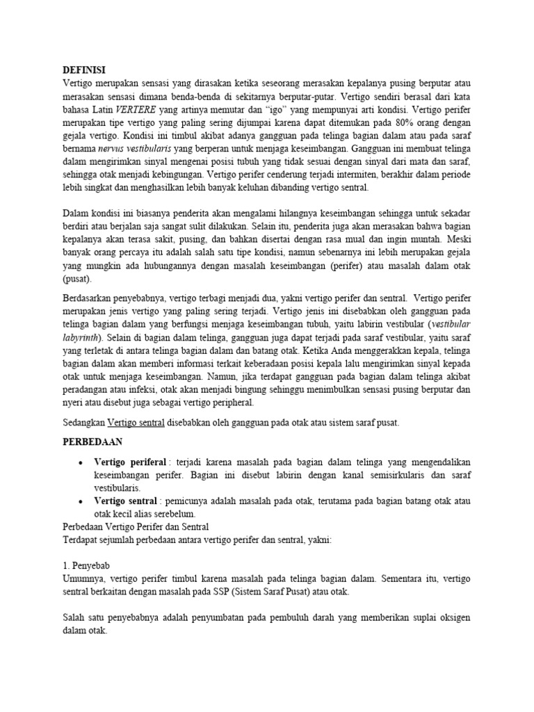 Materi Laporan Referat Vertigo | PDF