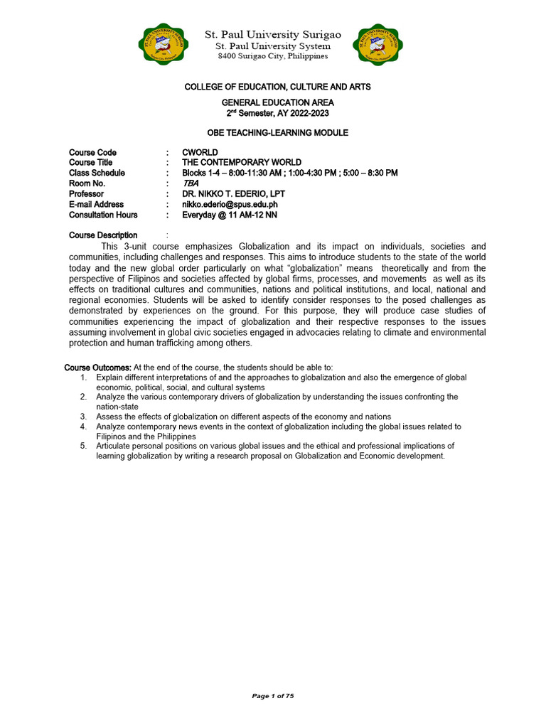 TCW Asynchronous Modular Activities WORKSHEET | PDF