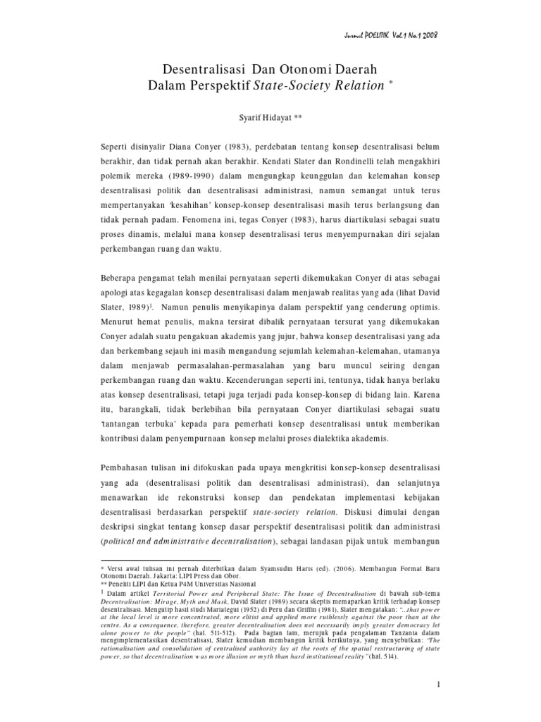 Adoc - Pub Desentralisasi Dan Otonomi Daerah Dalam Perspektif | PDF