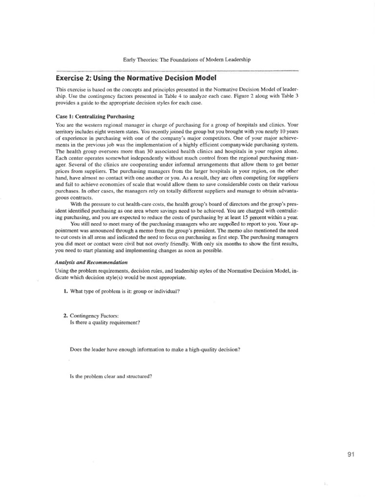 Normative Decision Model Exercise | PDF
