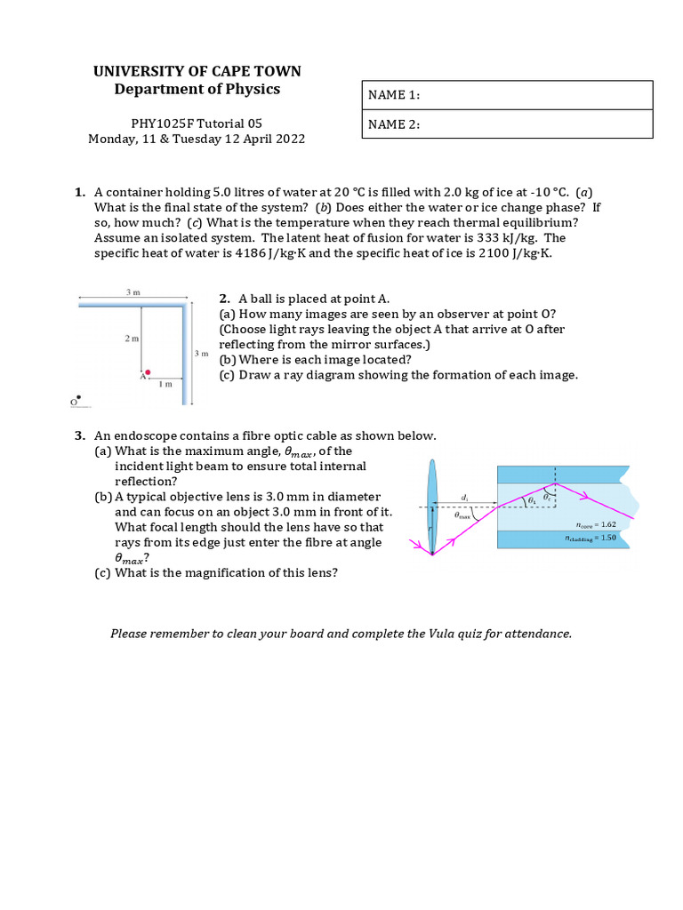 Tut05 Phy1025f 2022 | PDF