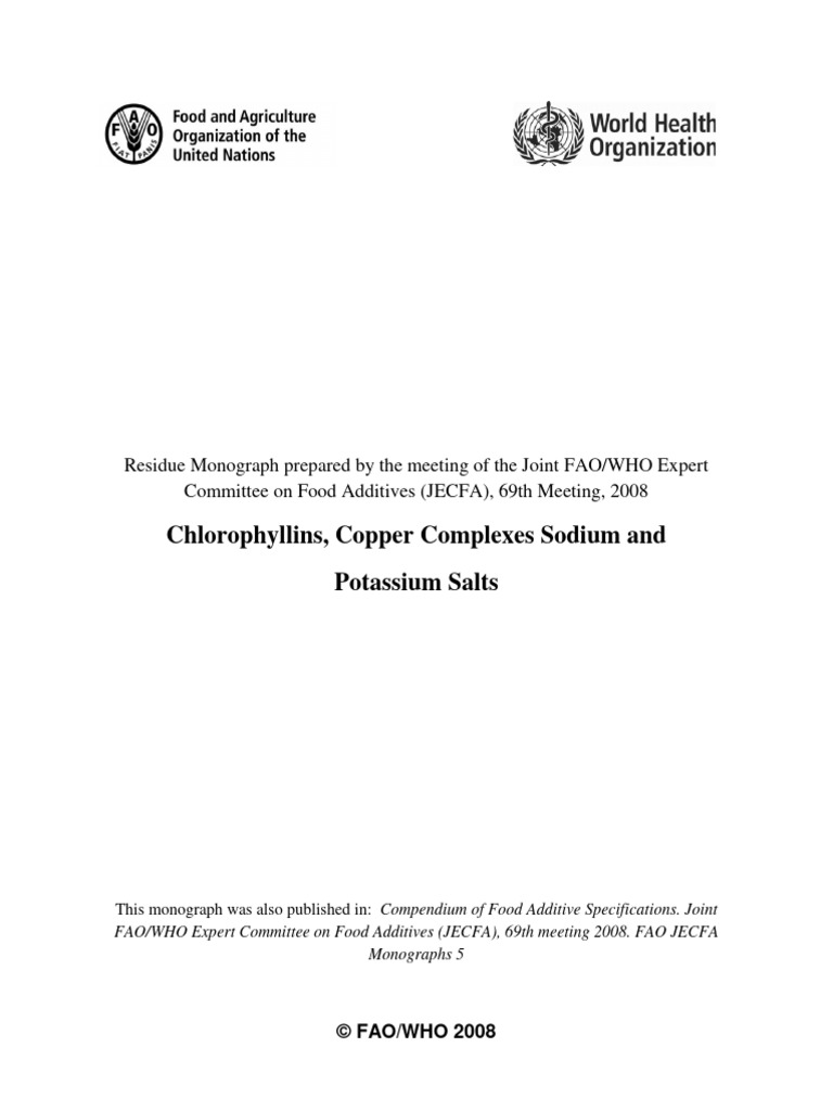 Chlorophyllins-Copper Complexes Sodium and Potassium | PDF