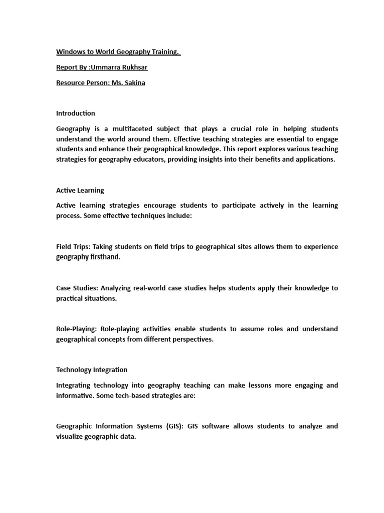 Effective Strategies for Teaching Geography | PDF | Geography | Project ...