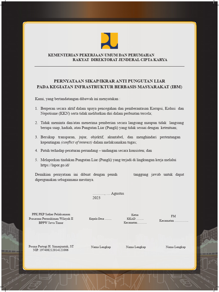 Format Pernyataan Sikap - Ikrar Anti Pungli | PDF