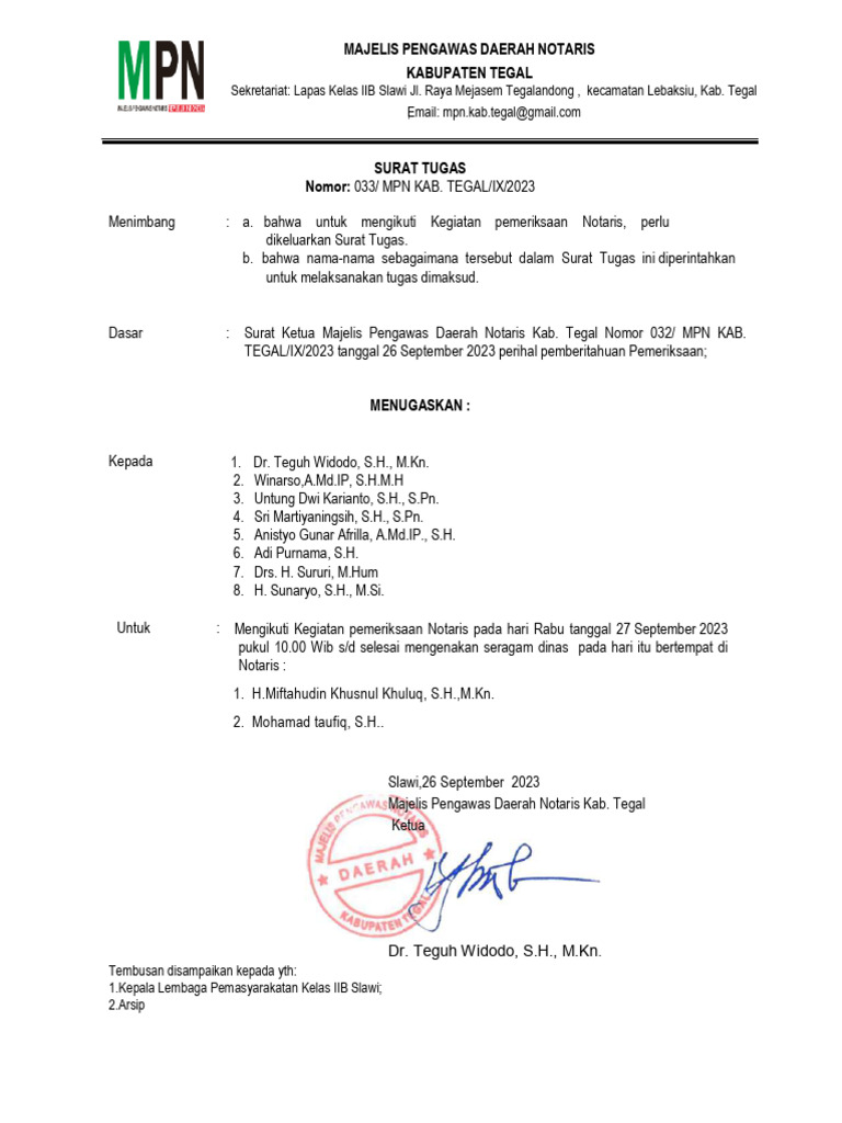 32 SURAT TUGAS MPD 27 Sept 2023 | PDF
