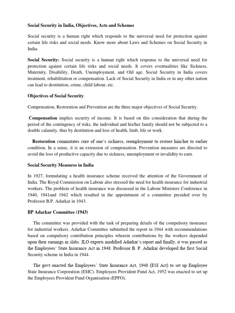 Social Security in India | PDF | Welfare State | Social Programs